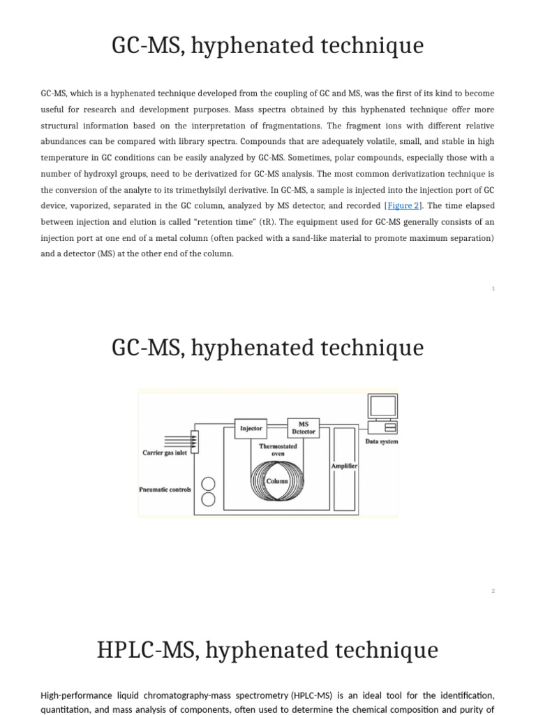 GC-MS and HPLC-MS Techniques Explained | PDF | Gas Chromatography–Mass ...