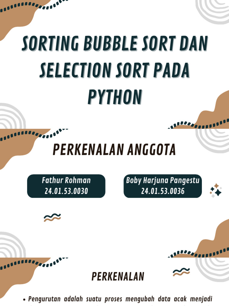Bubble Sort Dan Selection Sort Pada Python | PDF