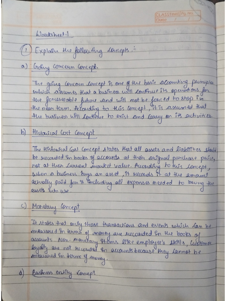 Worksheet 1 FFA | PDF