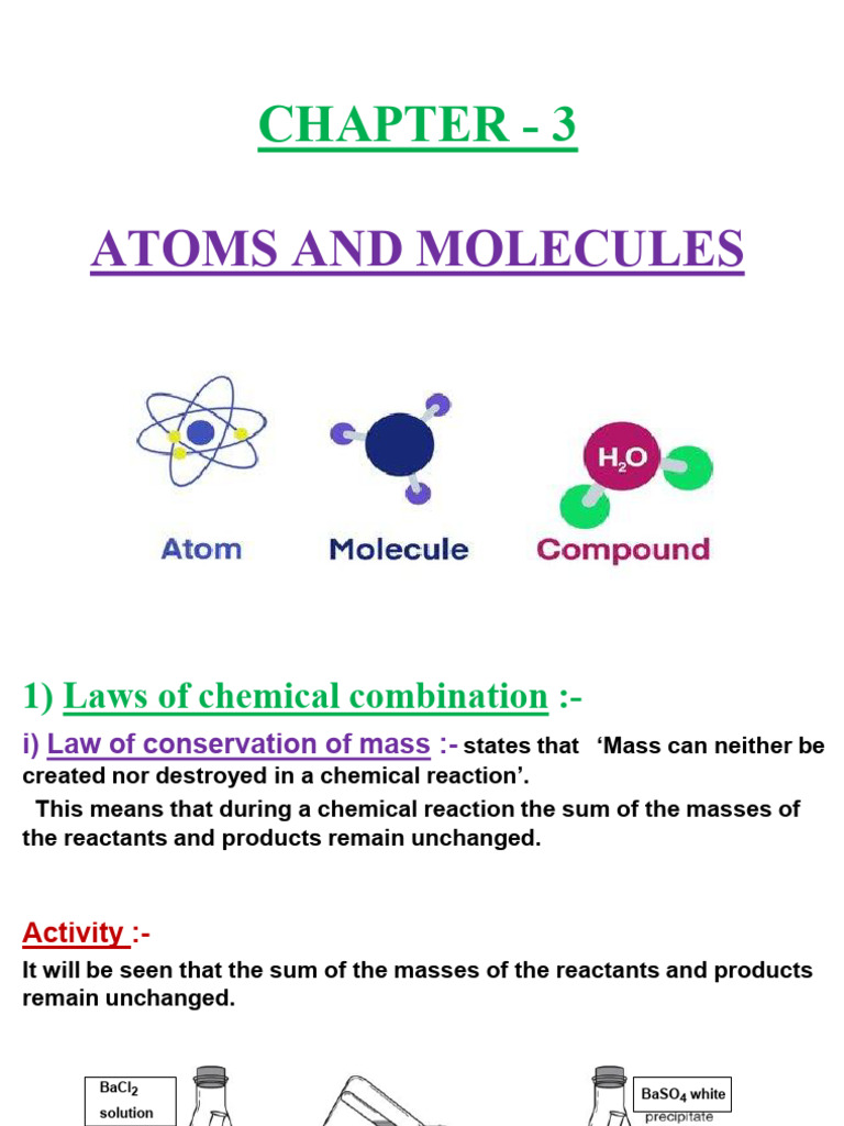 Atoms and Molecules Class 9 | PDF | Ion | Chemical Elements