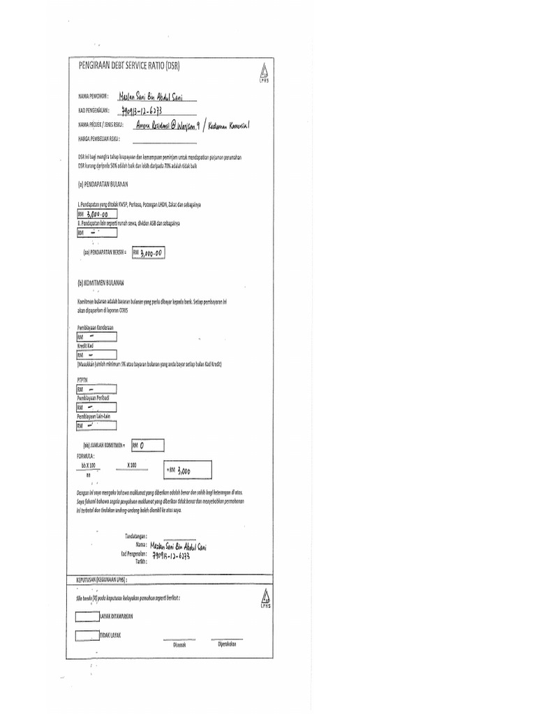 Borang DSR (Mazlan Sani) | PDF