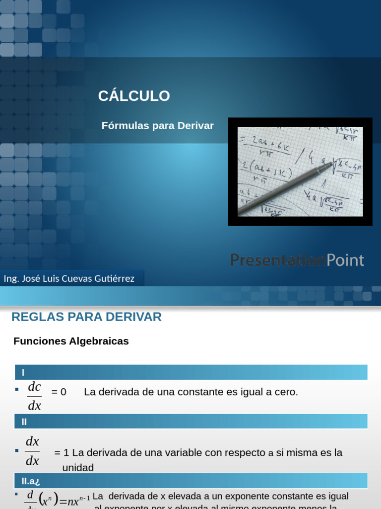 Reglas Esenciales para Derivar Funciones | PDF | Derivado | Logaritmo