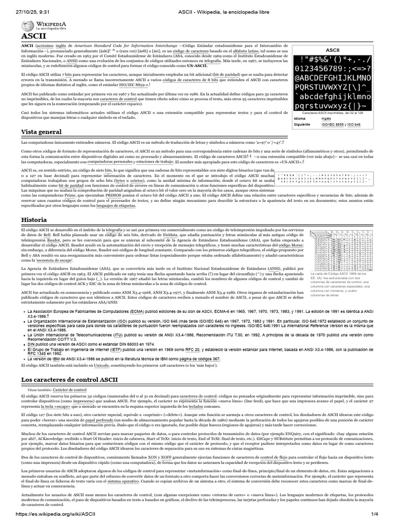 Historia y Función del Código ASCII | PDF | Ascii | Comunicación escrita