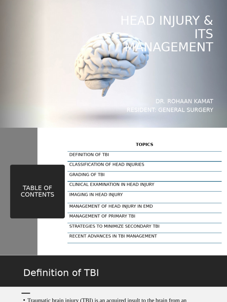 Head Injury Management Overview | PDF | Traumatic Brain Injury ...