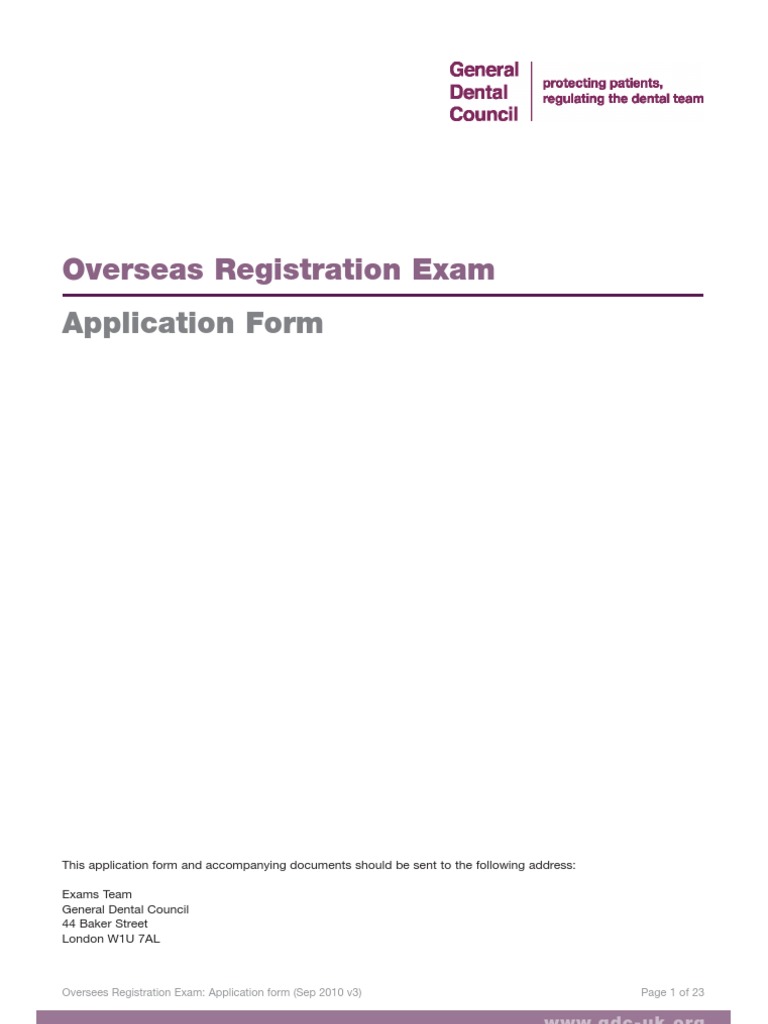 Overseas Registration Exam: Application Form | PDF | Race And Ethnicity ...