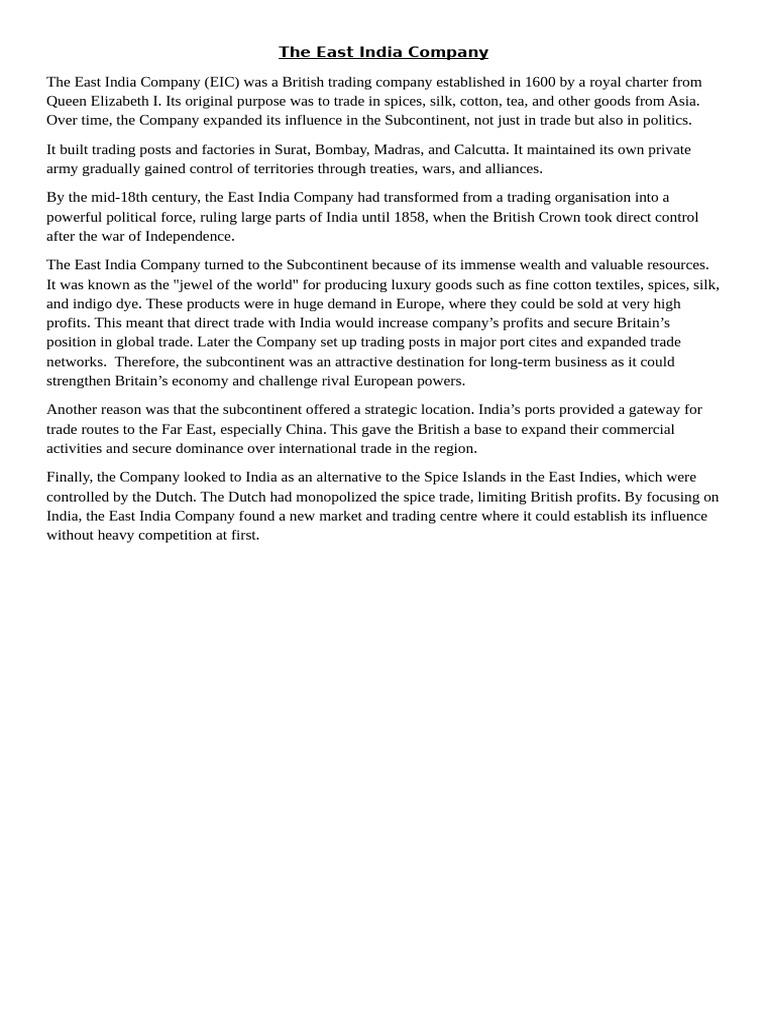 The East India Company | PDF