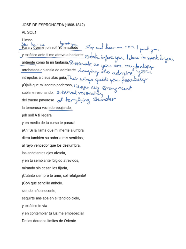 Himno al Sol de José de Espronceda | PDF