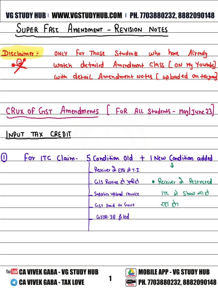 CRUX of GST & Income Tax Amendments For June Dec 2023 by CA Vivek | PDF
