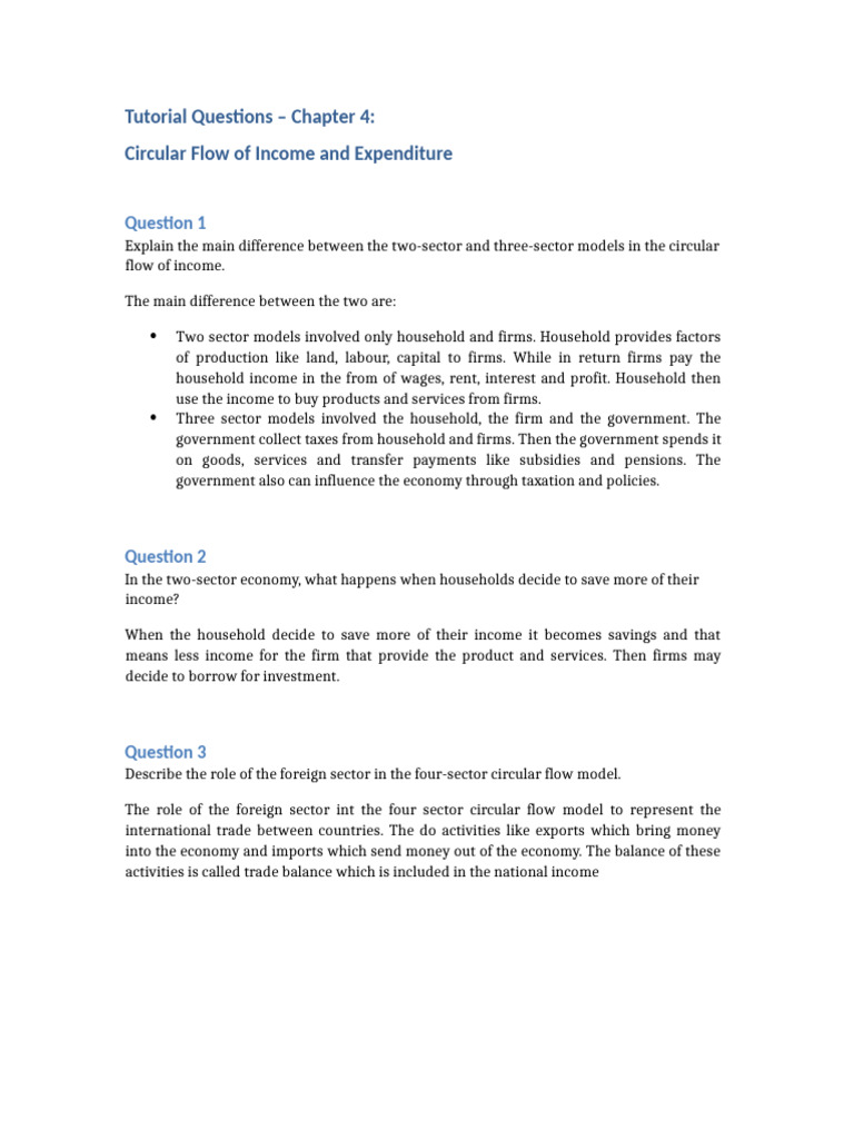 Chapter 4 Tutorial Questions Circular Flow A25B4584 | PDF