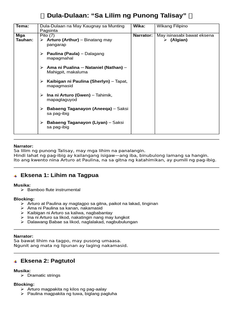 Flow NG Dula Dulaan Sa Filipino | PDF