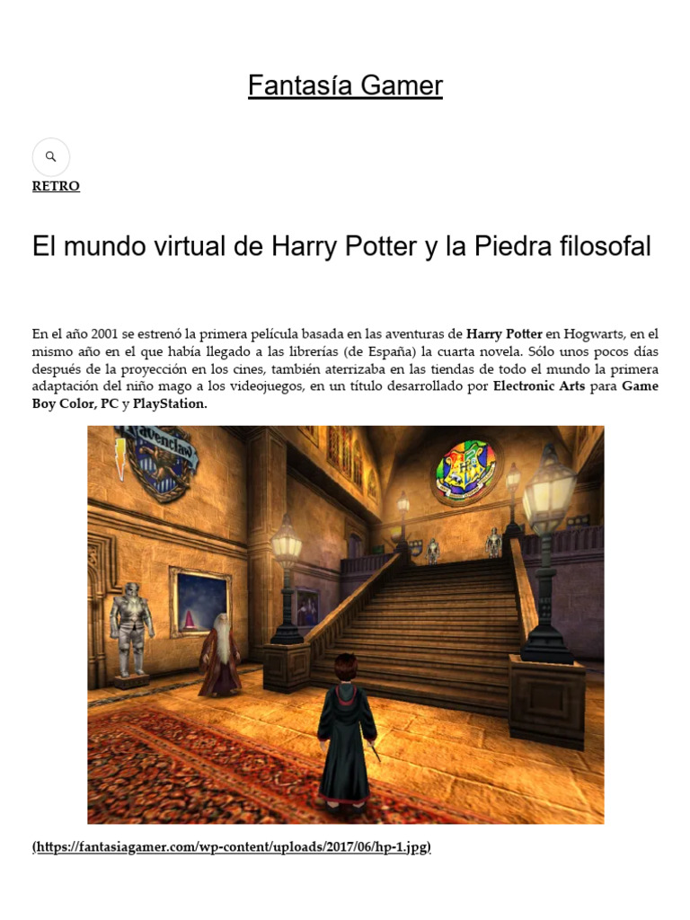 El Mundo Virtual de Harry Potter y La Piedra Filosofal - Fantasía Gamer ...