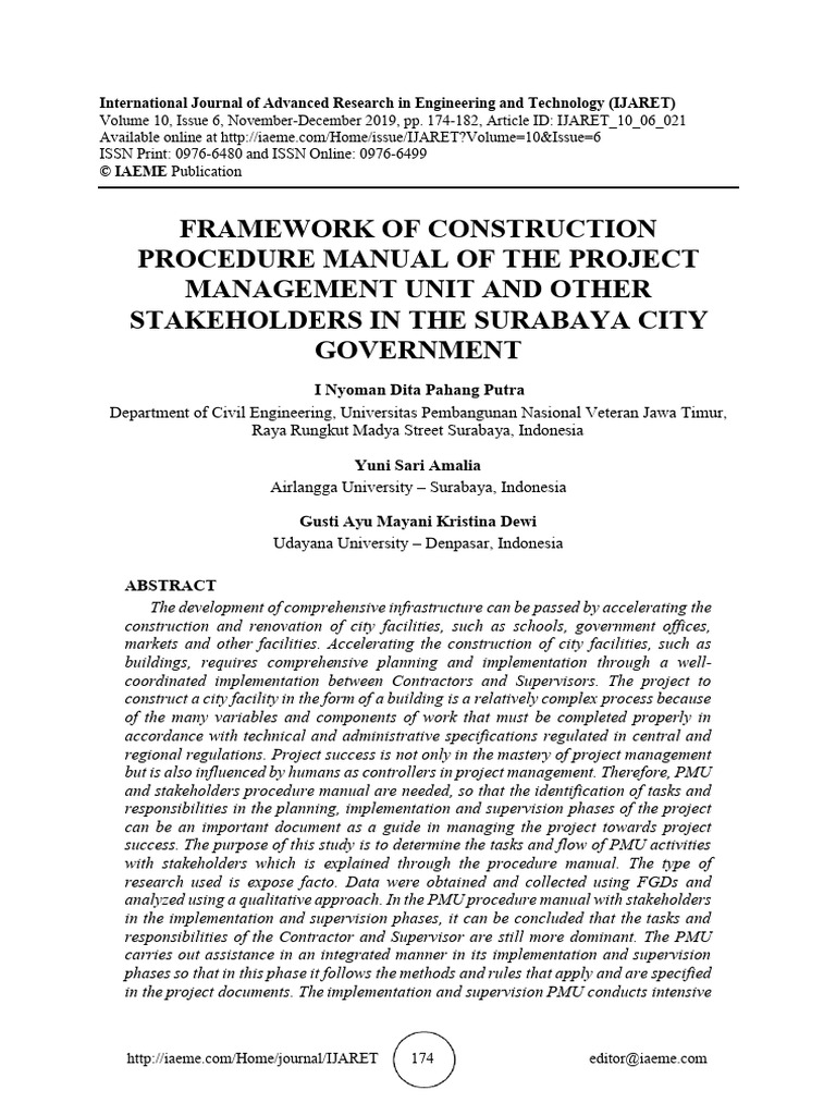 Framework of Construction Procedure Manu | PDF | Project Management ...