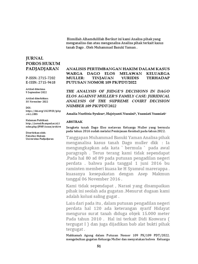 Menganalisa Analisis Kasus Dago Elos Dari Unpad (1) Oleh Muhammad Basuki Yaman | PDF