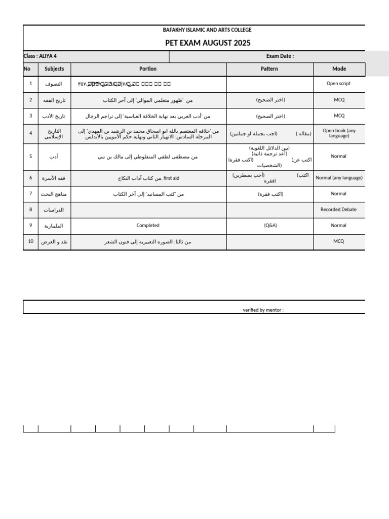 A4 Pet Exam Sep | PDF