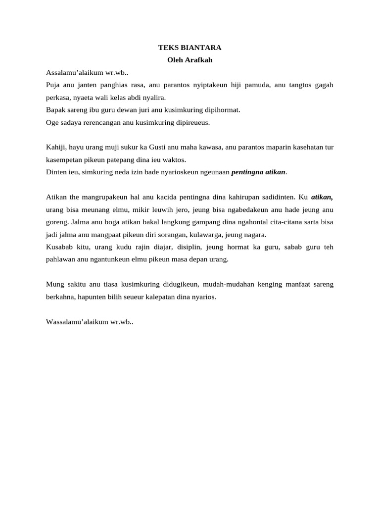 Teks Biantara 2025 | PDF