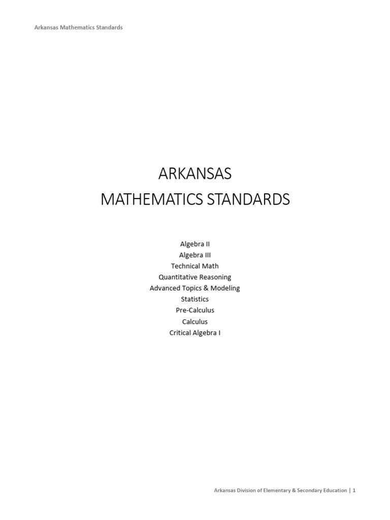 Arkansas Math Standards Overview | PDF | Algebra | Equations