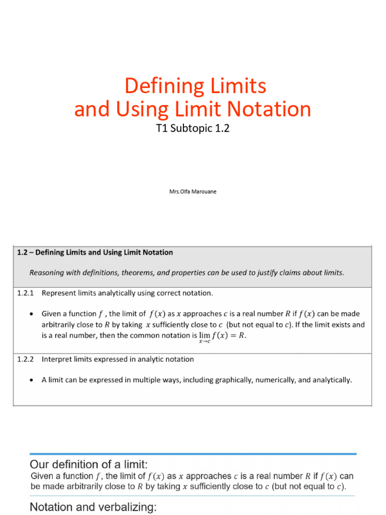 G11ASP T1ST1.2 Defining Limits and Using Limit Notation Q 2 | PDF