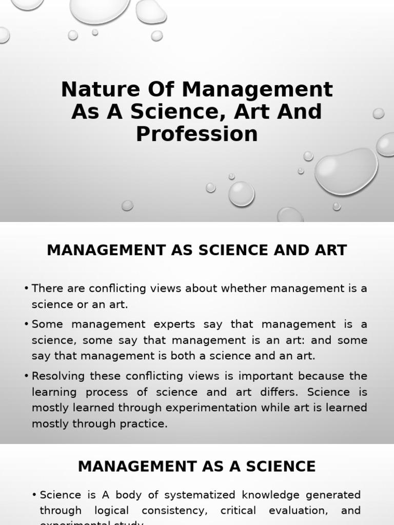 Nature of Management As A Science, Art | PDF | Science | Knowledge