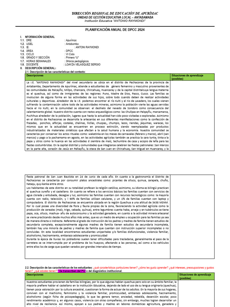 Plan Anual DPCC | PDF | Evaluación | Aprendizaje
