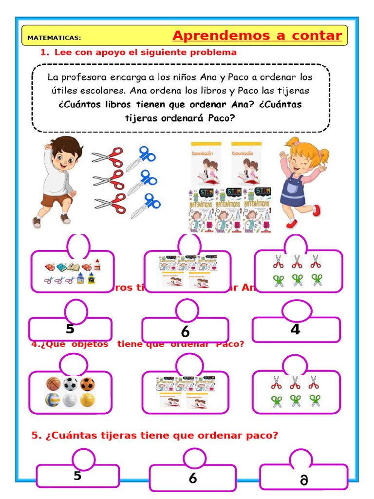 1º Adicional Ficha d2 Mat Aprendemos A Contar 5 y 6 | PDF