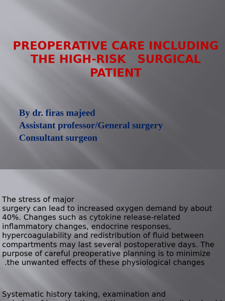 Preoperative Care Including The High-Risk Surgical Patient | PDF ...
