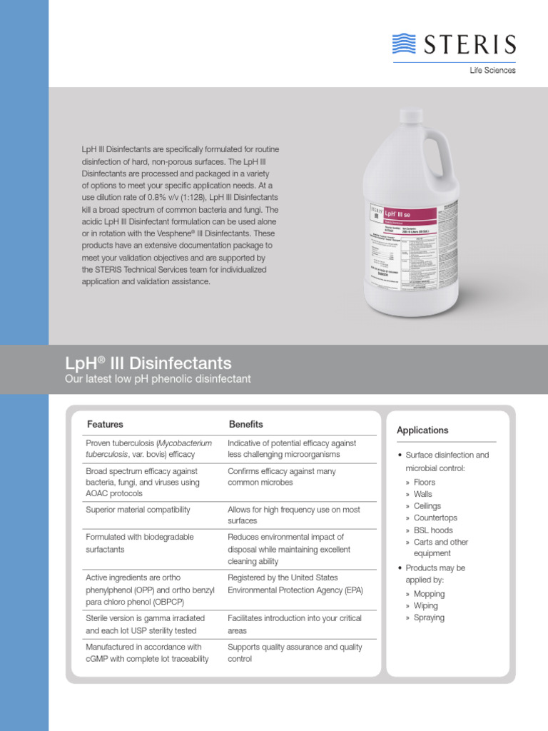 LpH III Disinfectants Overview | PDF | Disinfectant | Sterilization ...