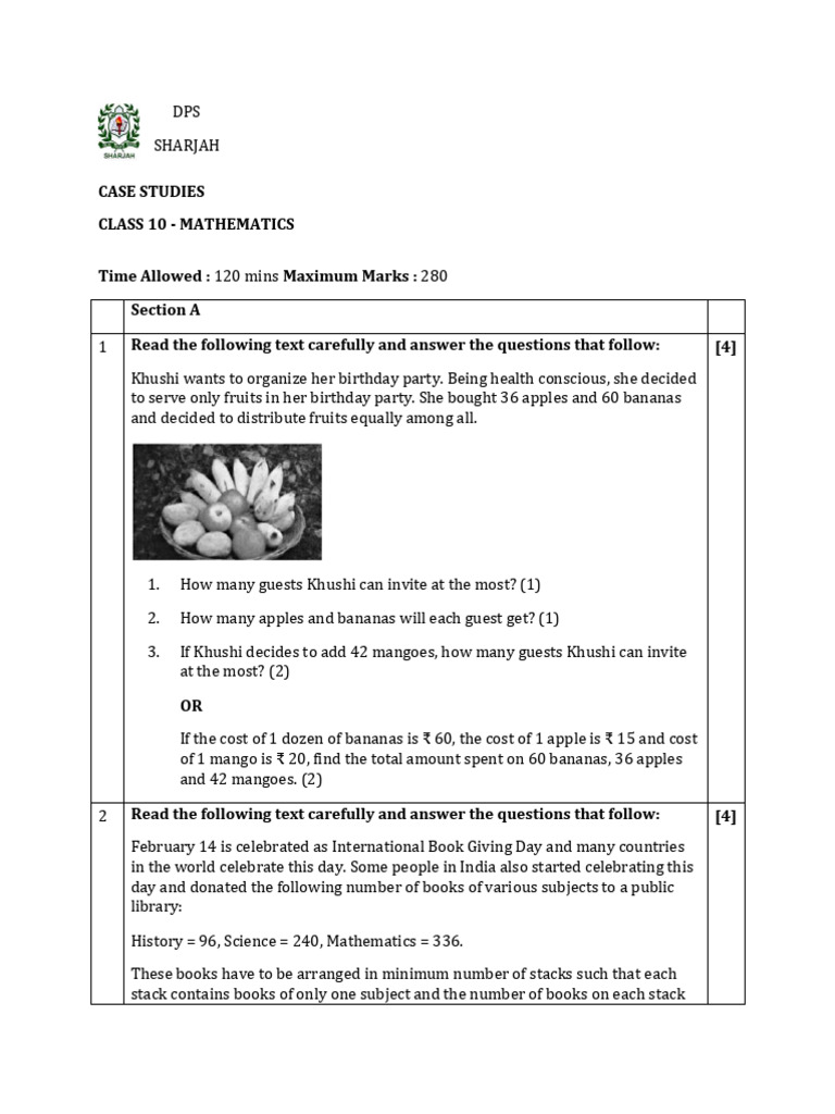 Class 10 Mathematics Case Studies Guide | PDF | Blood Type | Area