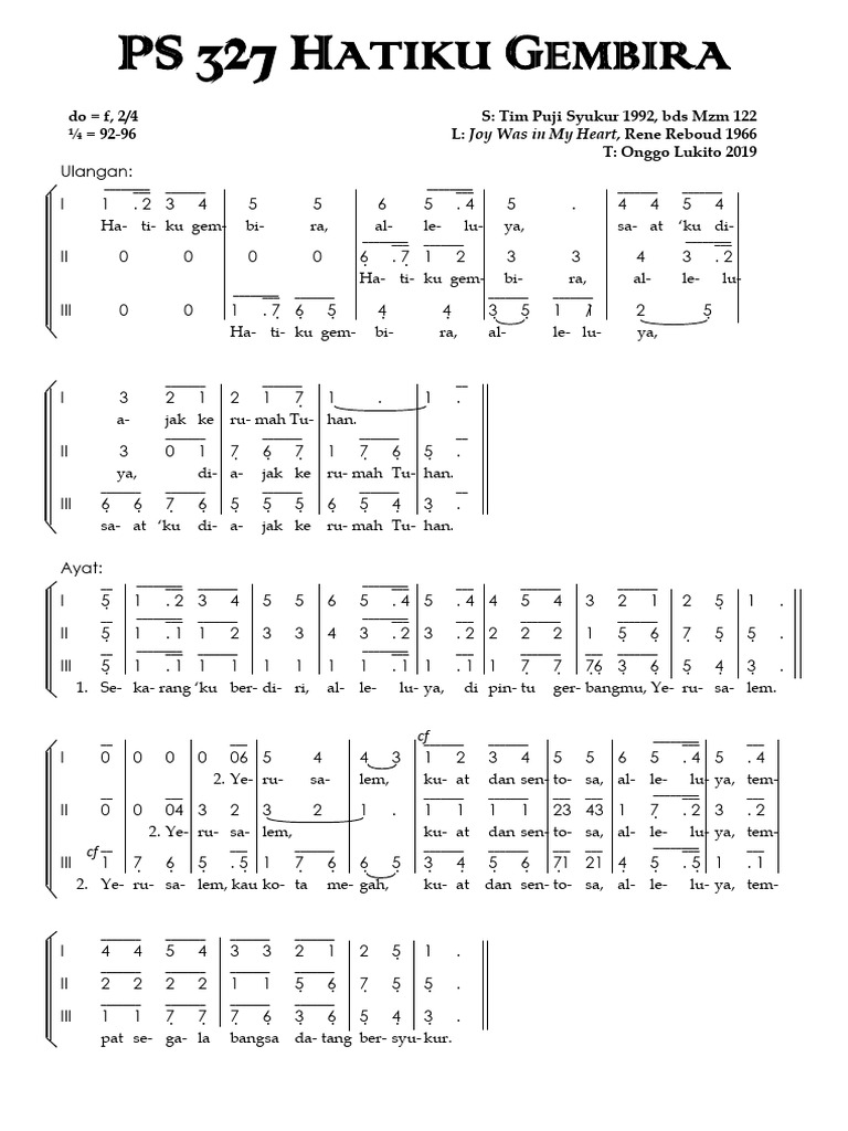327 Hatiku Gembira A3 - Arr Lukito | PDF