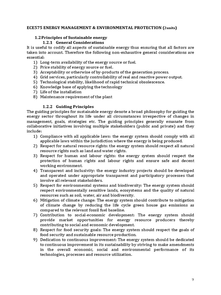 Principles of Sustainable Energy & ENERGY MANAGEMENT - L2 - L3 | PDF ...