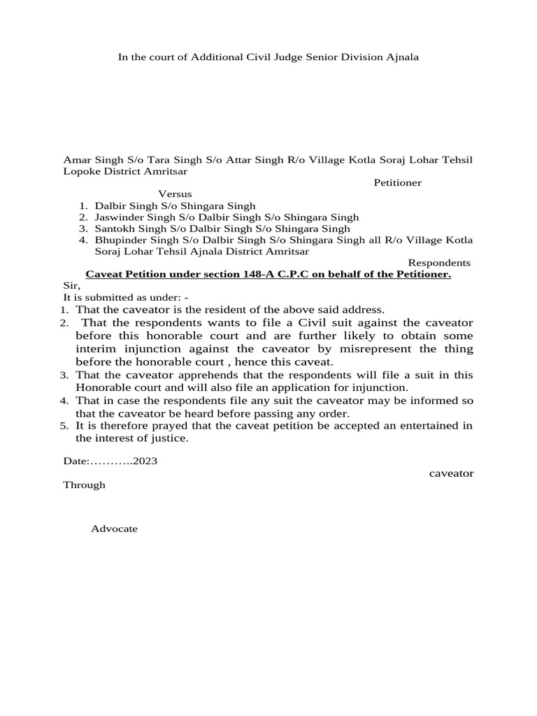 In The Court of Additional Civil Judge Senior Division Ajnala | PDF