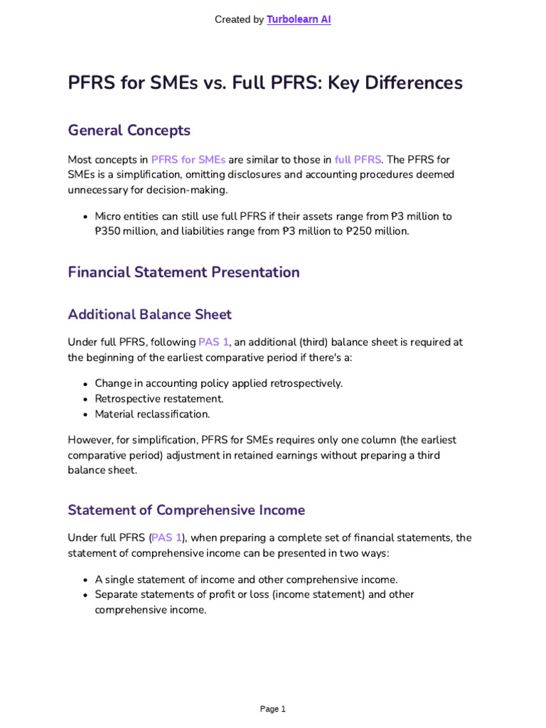 Full Pfrs vs. Pfrs For Smes | PDF | Goodwill (Accounting) | Fair Value