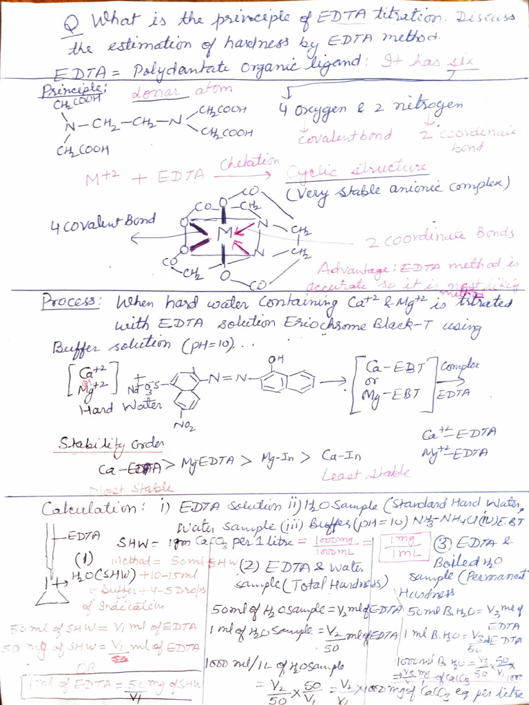 EDTA or Complexometric Titration Main Question | PDF