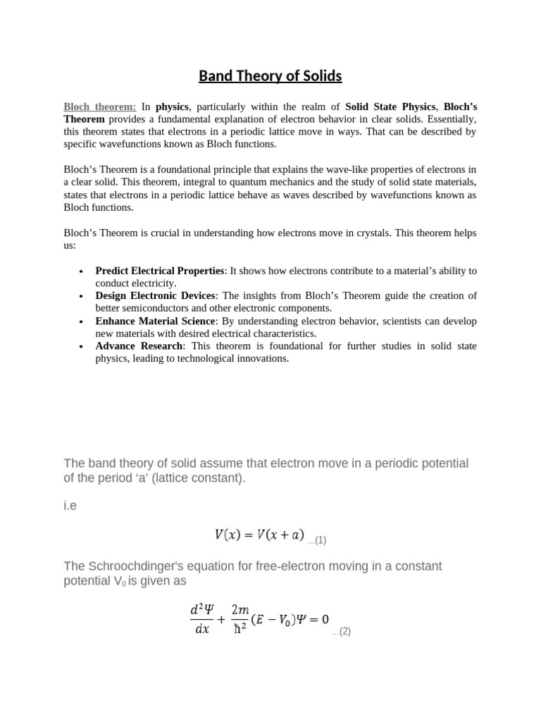 Chapter 7 Band Theory of Solids | PDF | Electrical Resistivity And ...