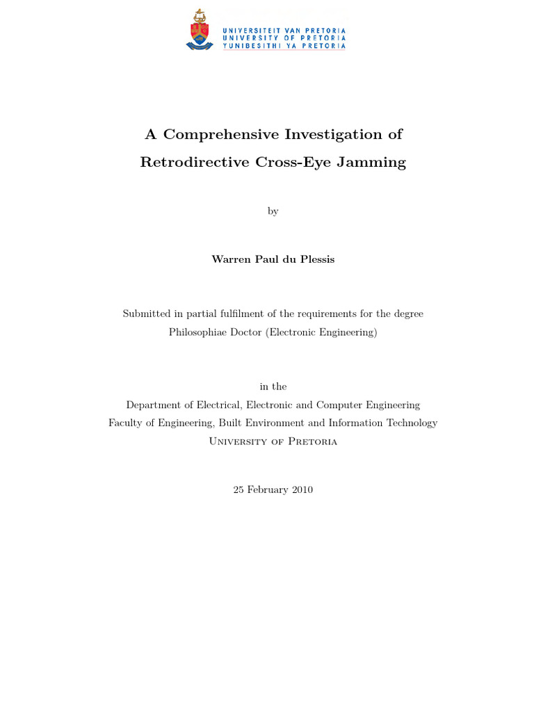 Retrodirective Cross-Eye Jamming Study | PDF | Electronic Warfare | Radar