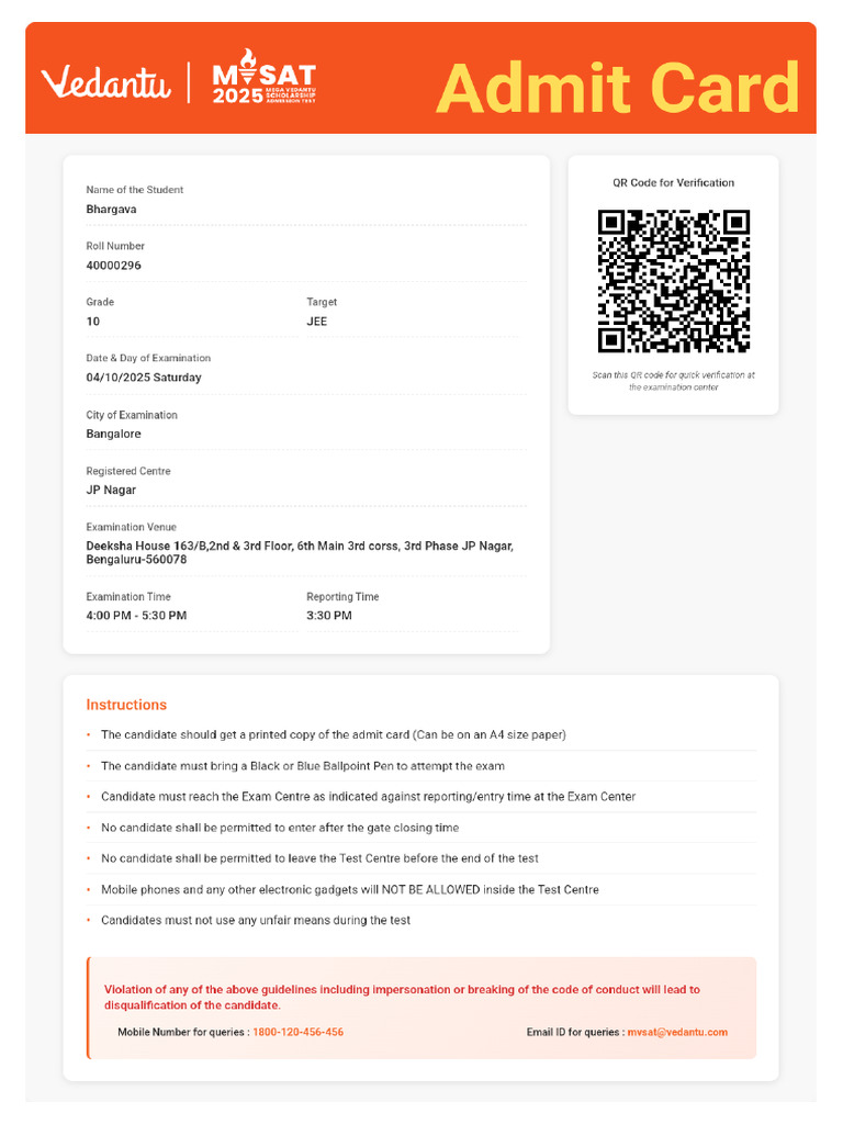 Admit Card | PDF