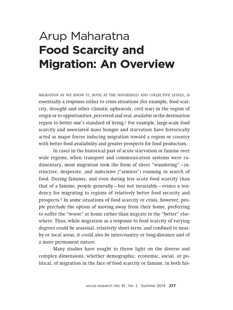 Food Scarcity's Impact on Migration | PDF | Famine | Human Migration