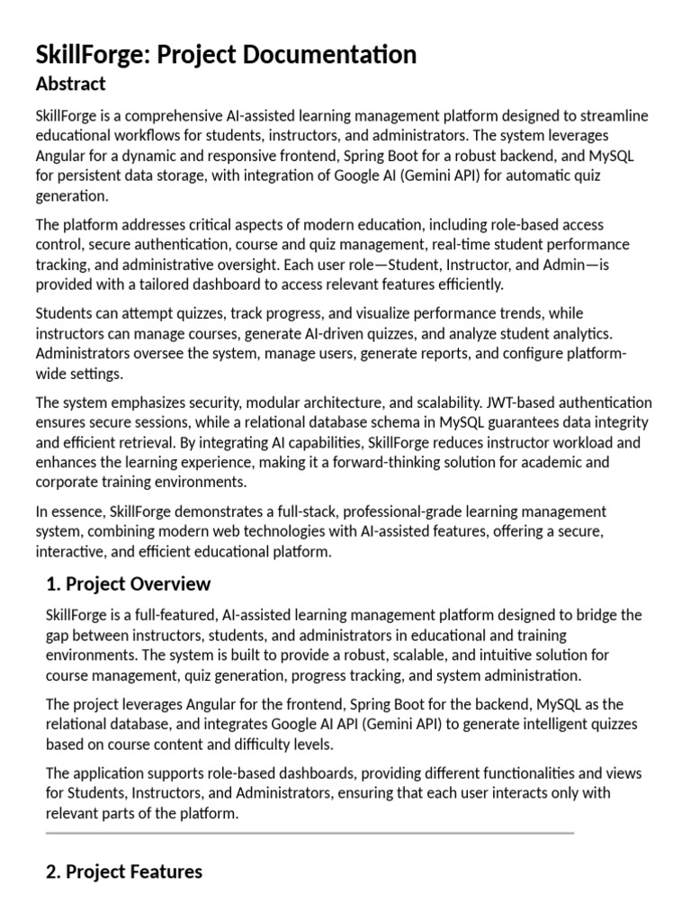 SkillForge: AI Learning Management System | PDF | Databases | Software