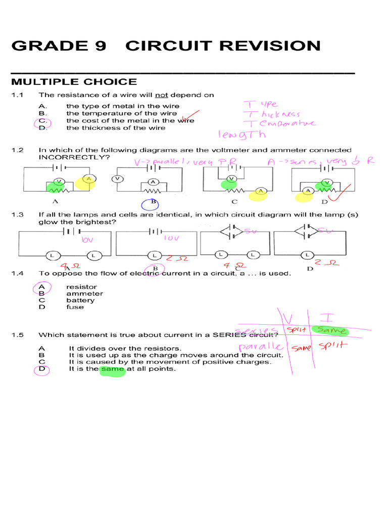 Circuits Revision Thing Again 2024 MEMO | PDF