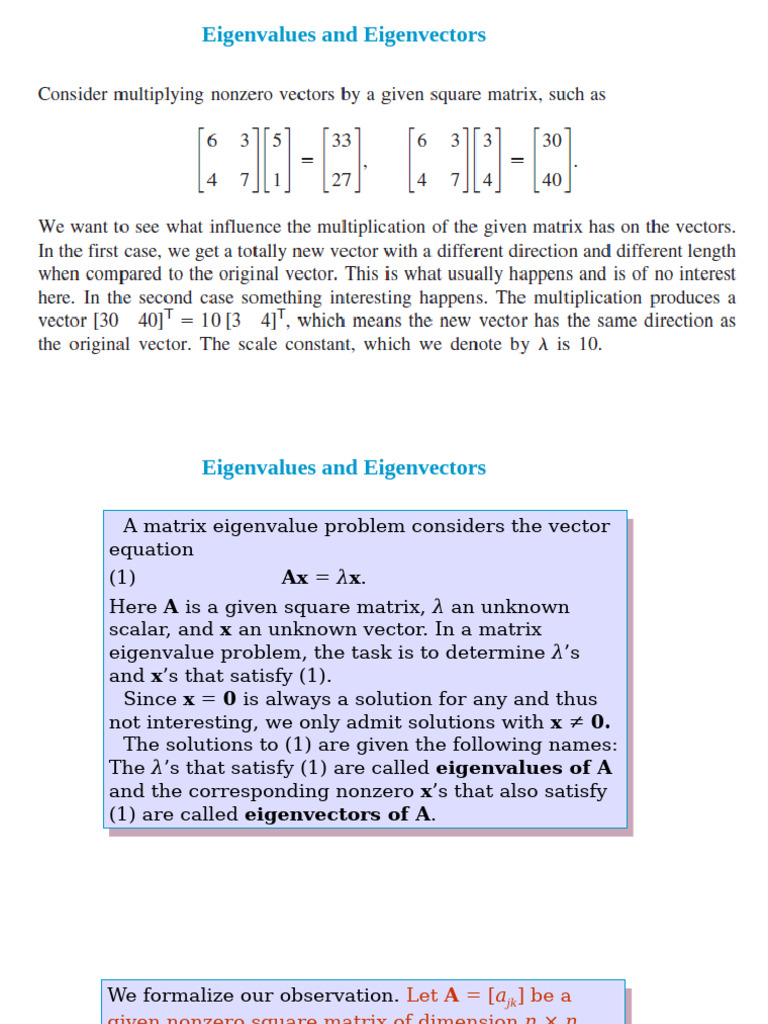Cm4 Eigenvalues And Eigenvectors Notes Pdf Eigenvalues And