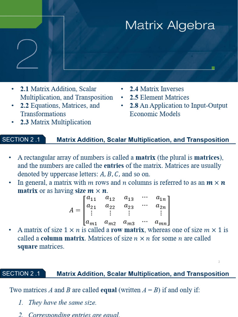 Matrix Operations and Transformations Guide | PDF | Matrix (Mathematics ...