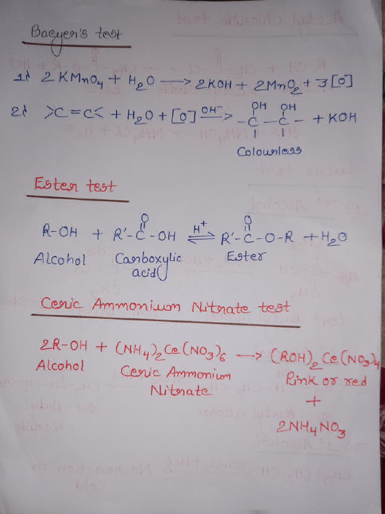 Reactions of Functional Group Test | PDF