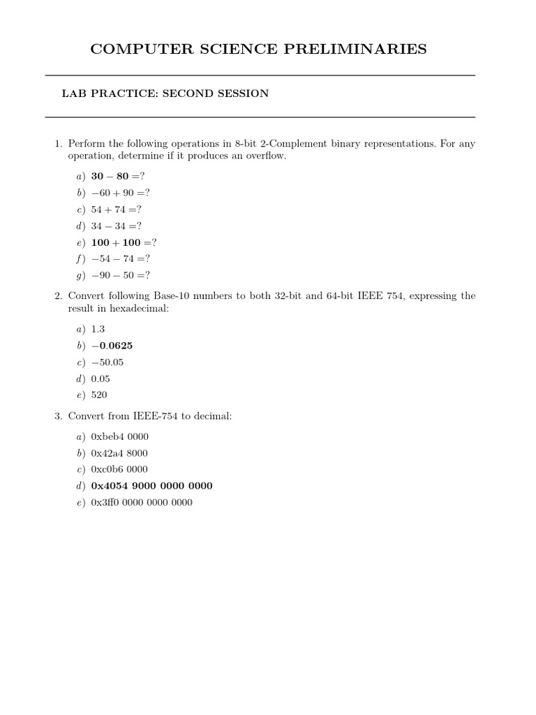 Practice 2 2 Complement And Ieee 754 Pdf
