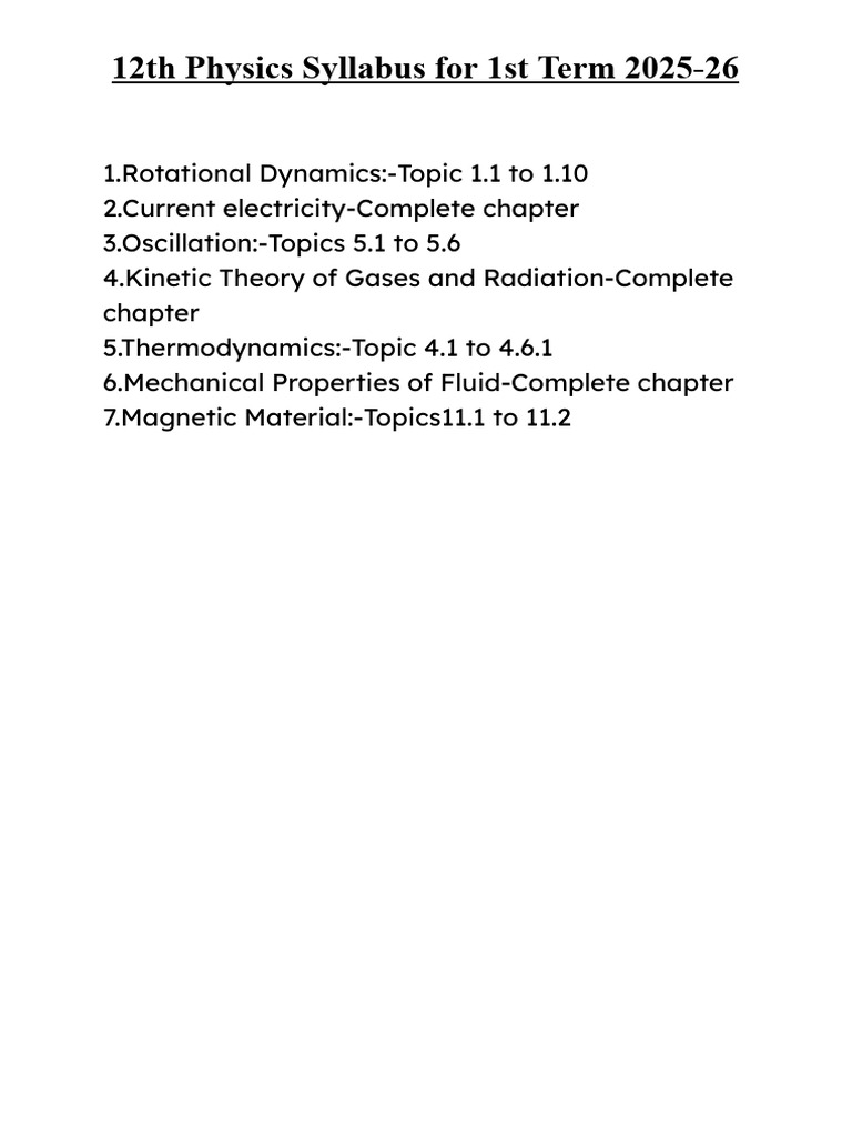 12th Physics Syllabus | PDF