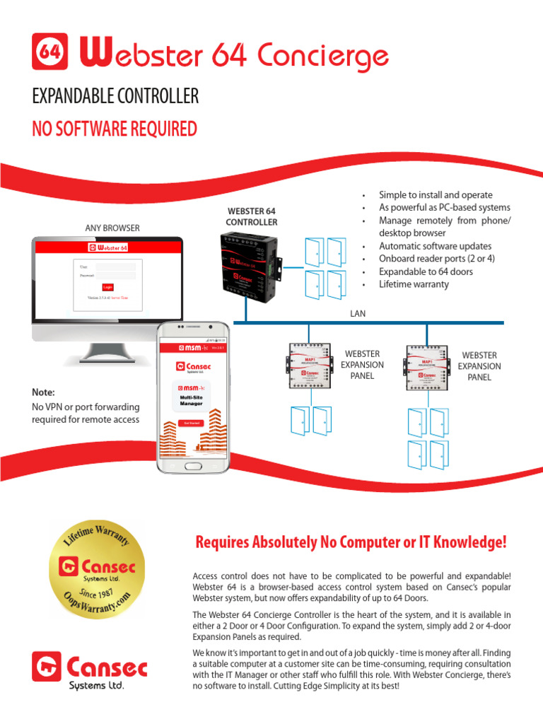 Cansec Webster 64 Concierge Brochure V1.2 | PDF | Access Control | Computer Architecture