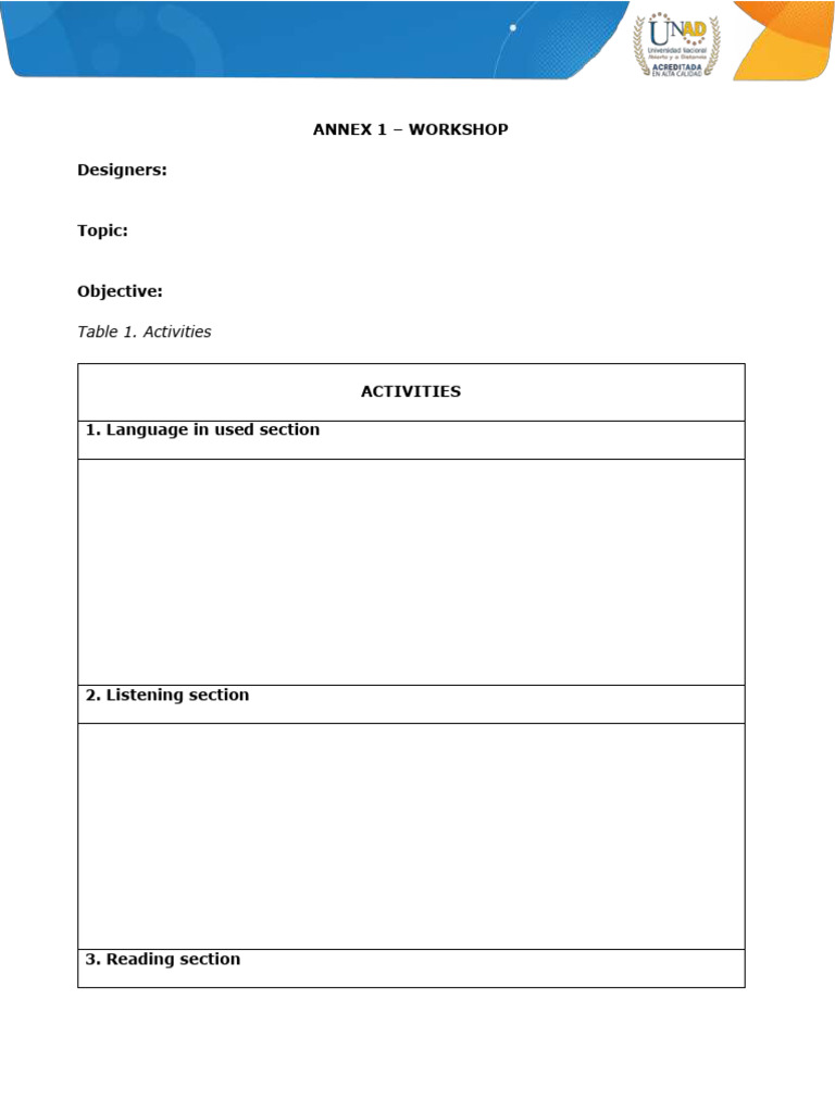 Annex 1 - Workshop | PDF