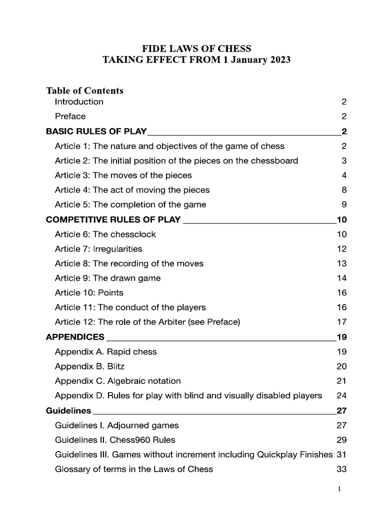 Fide Laws of Chess From Jan 2023 | PDF