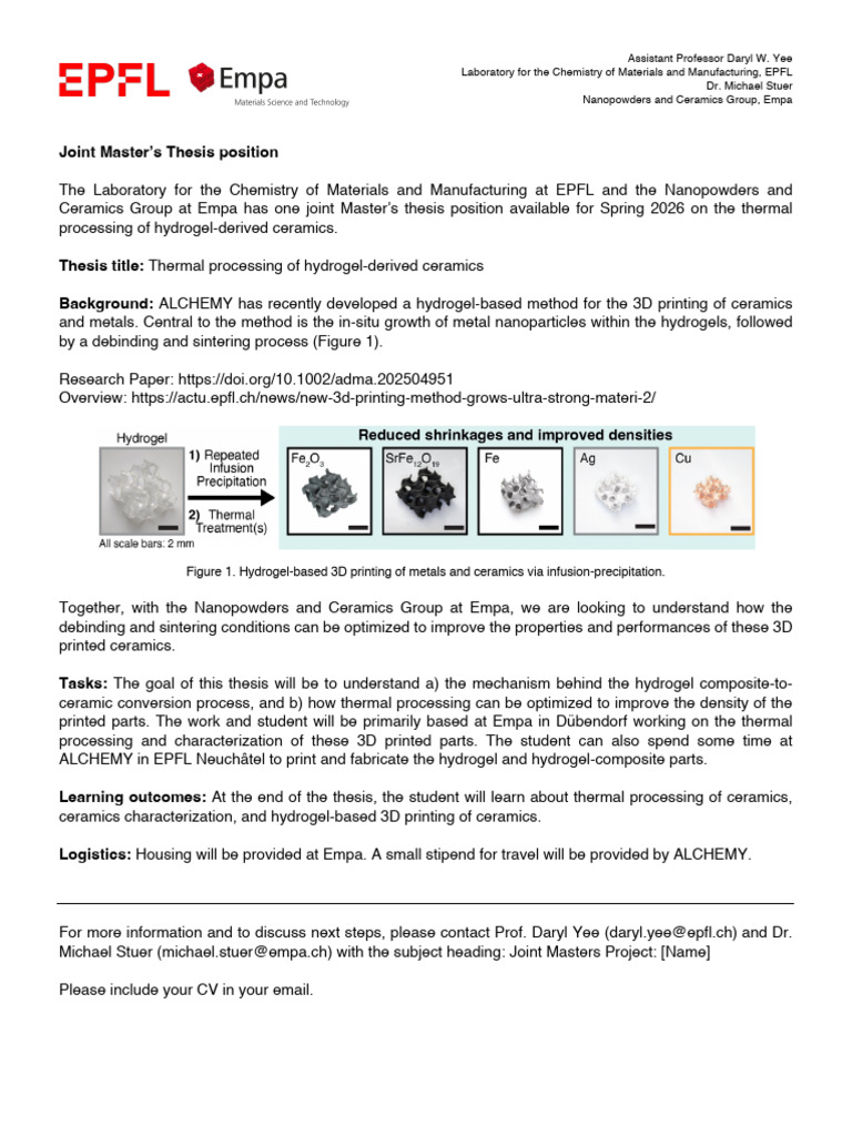 EPFL-Empa Masters Thesis | PDF | Nanoparticle | Ceramics