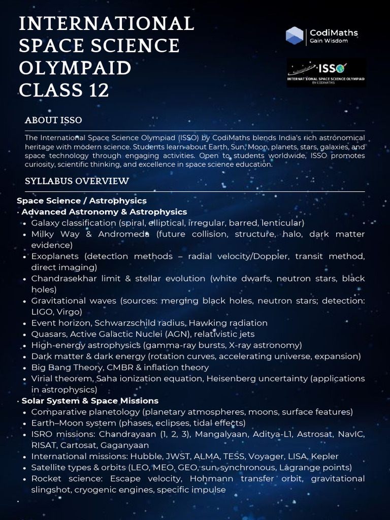 ISSO Class 12 Syllabus Overview | PDF | Astronomy | Galaxy