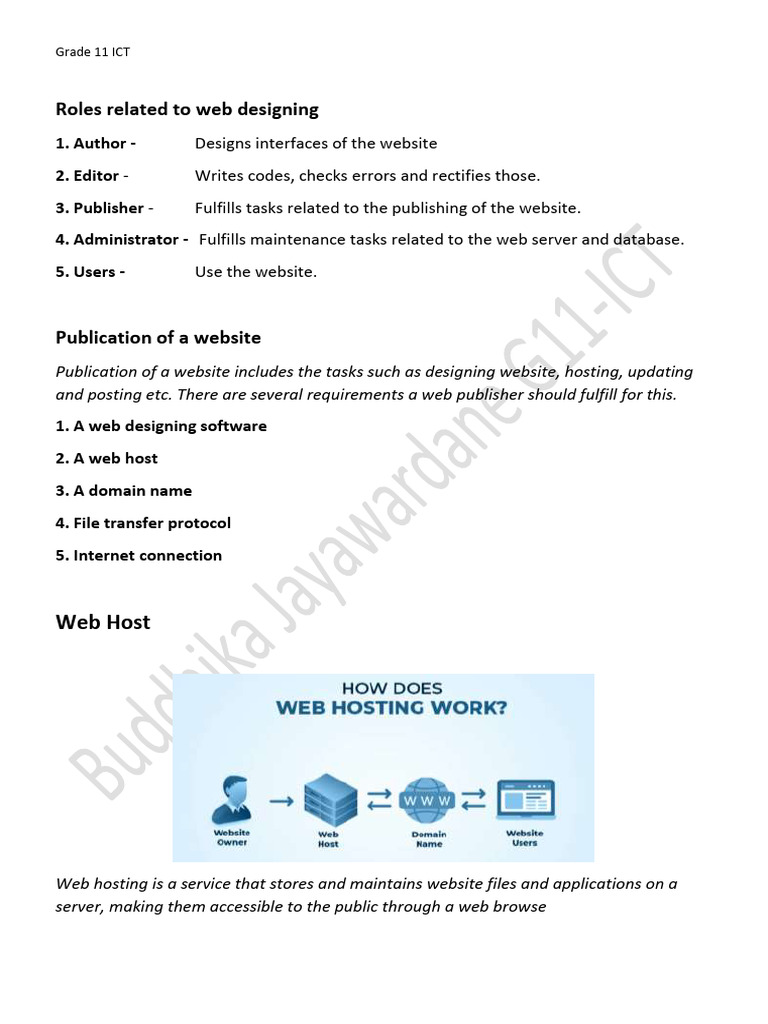 Roles Related To Web Designing G11 - ICT Unit 5 | PDF | Websites ...