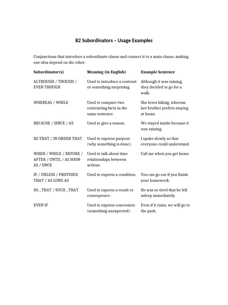 B2 Subordinators: Usage Guide | PDF